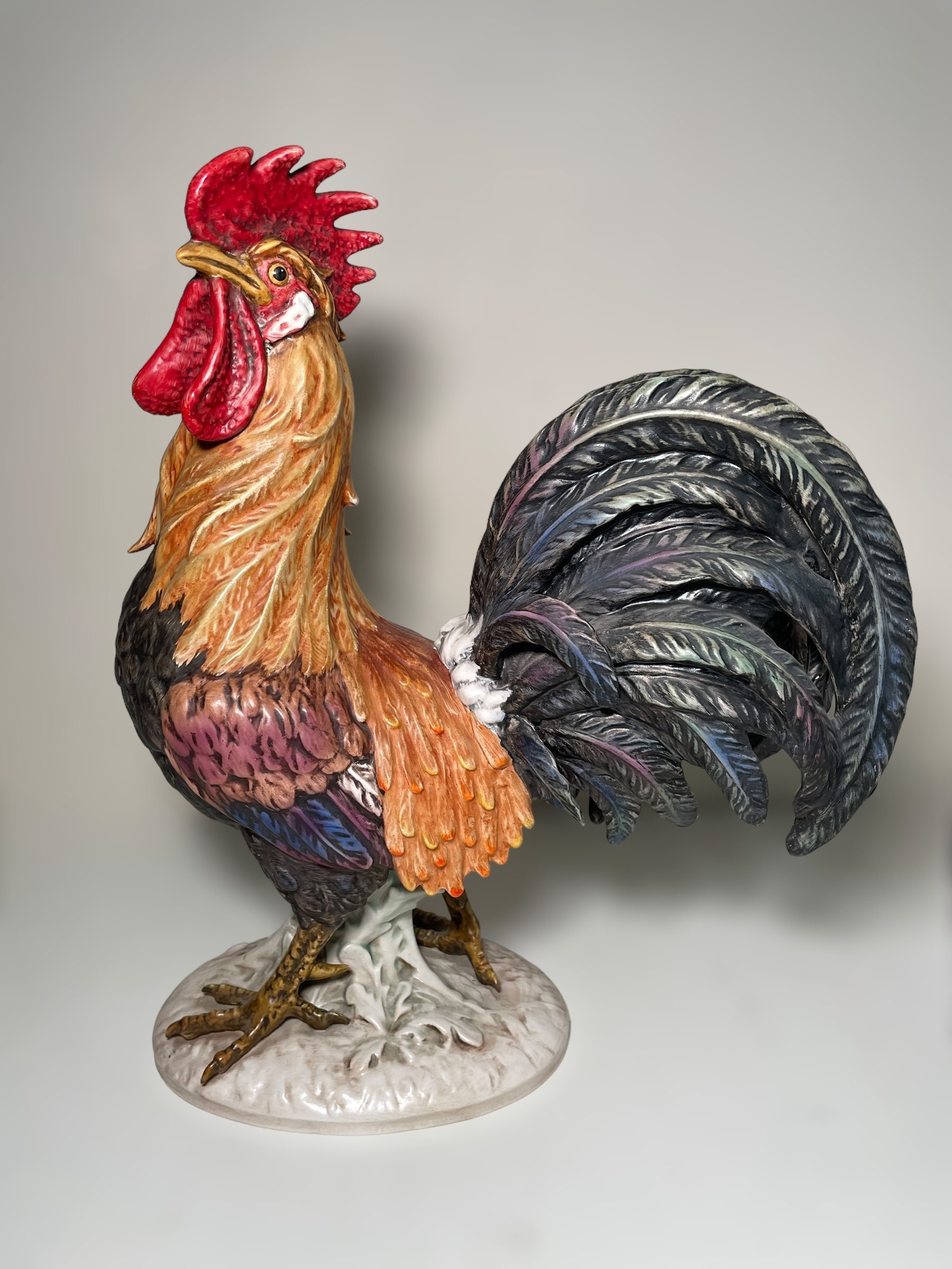 Vintage Goebel Rooster Statue - Large German Cock Bisque Porcelain ...