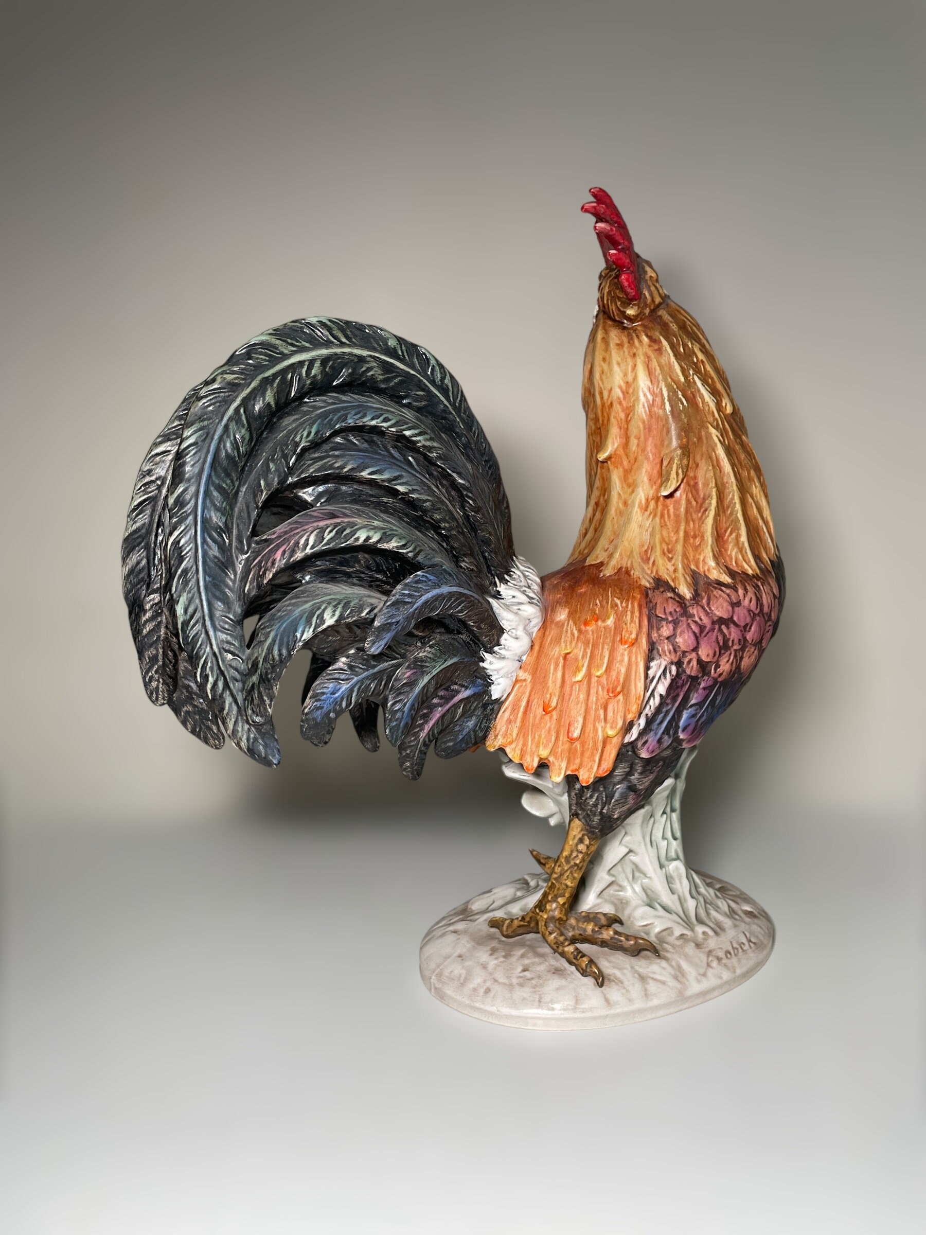 Vintage Goebel Rooster Statue - Large German Cock Bisque Porcelain ...