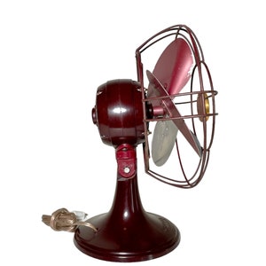 Mid Century Calor Electric Fan - Vintage French Burgundy Metal Bakelite ...