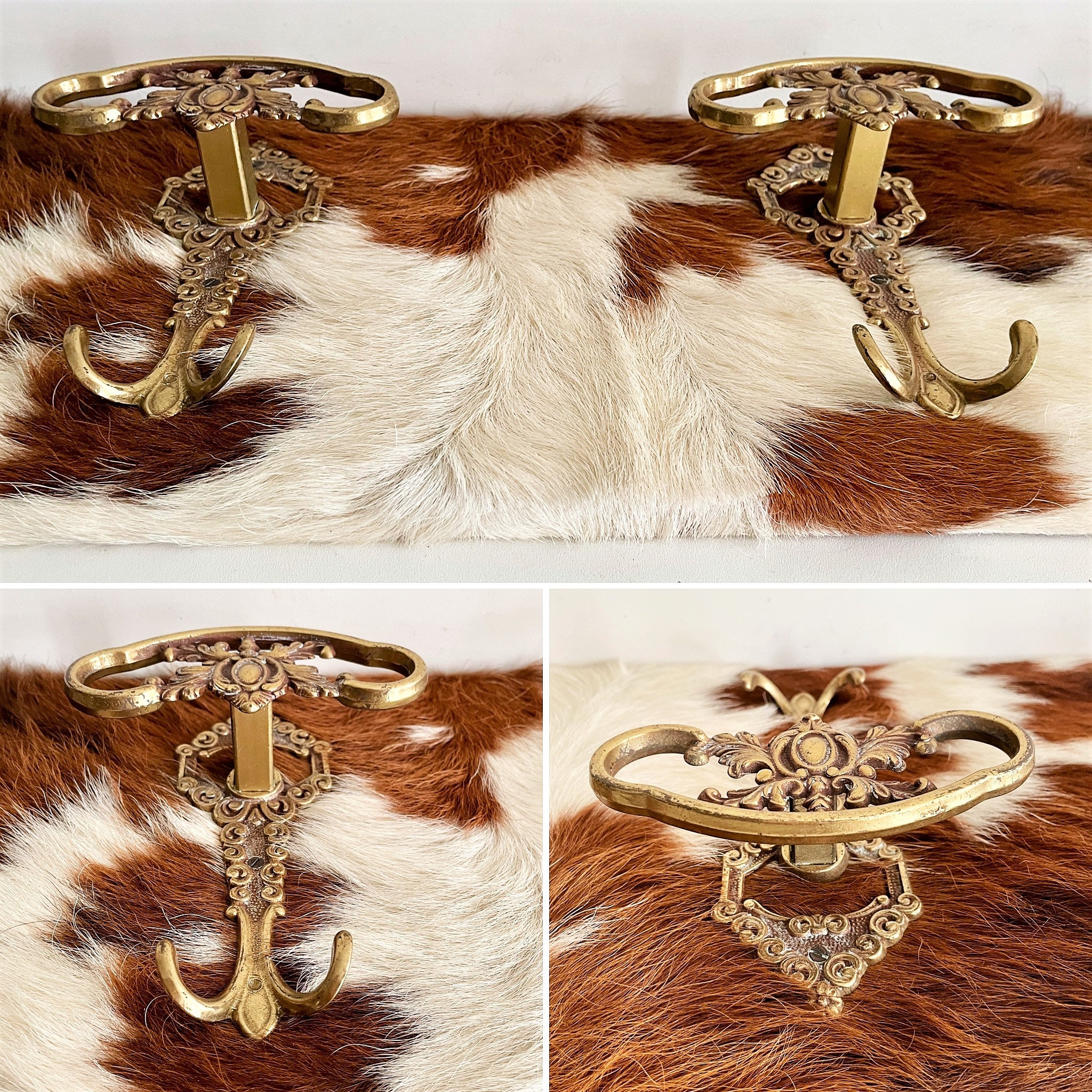 32 Vintage Cowhide Solid Brass Coat Rack Belgian Cow - Etsy