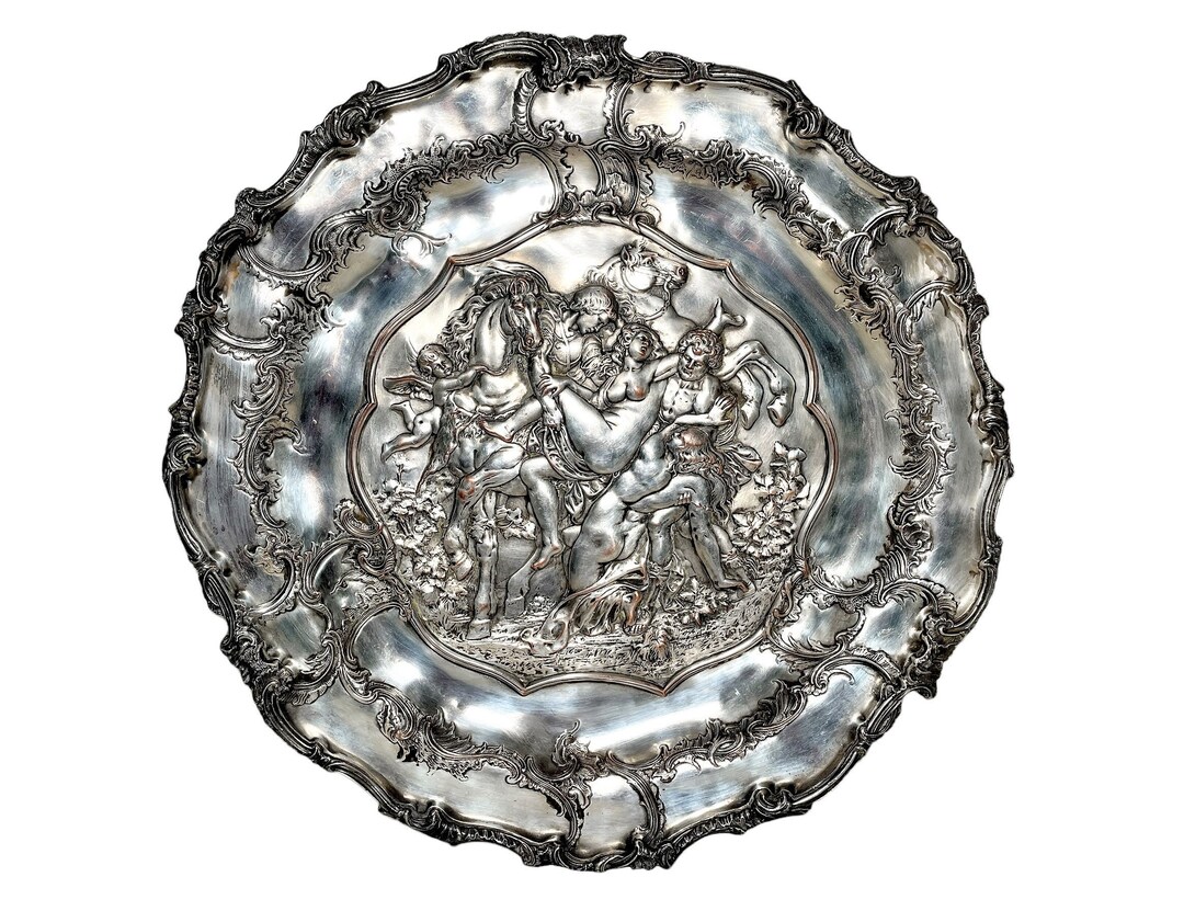 Antique Greek Gods Repoussé Wall Plaque - 17" French Embossed Silver ...