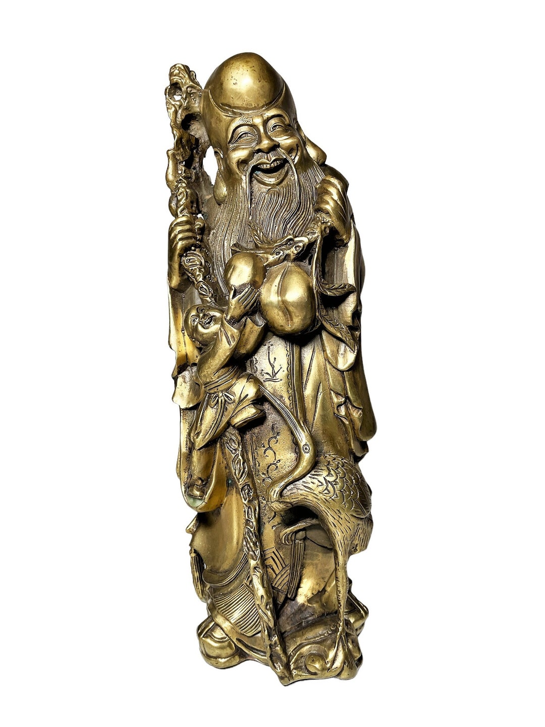 Shou Lao Bronze Sculpture - Shou Xing Chinese God of Longevity Bronze ...
