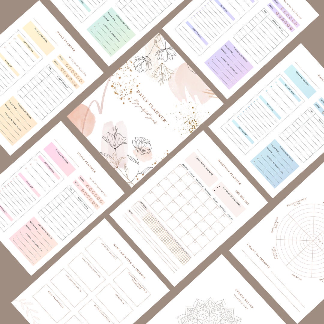 Weekly Planner Printable Template Bundle, PDF, Yearly, Monthly and ...