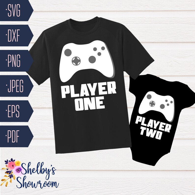 Player One Player Two SVG Player 1 and 2 Cut File Dad and - Etsy