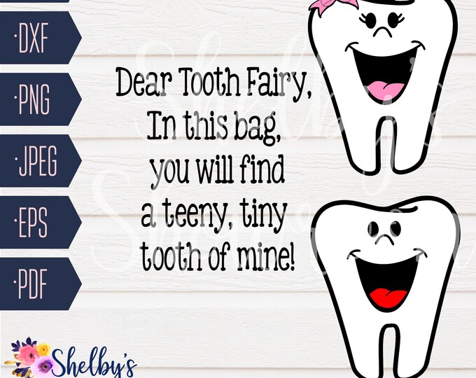Dear Tooth Fairy SVG, SVG Cut File for Tooth Fairy Bag, DIY Tooth Fairy ...
