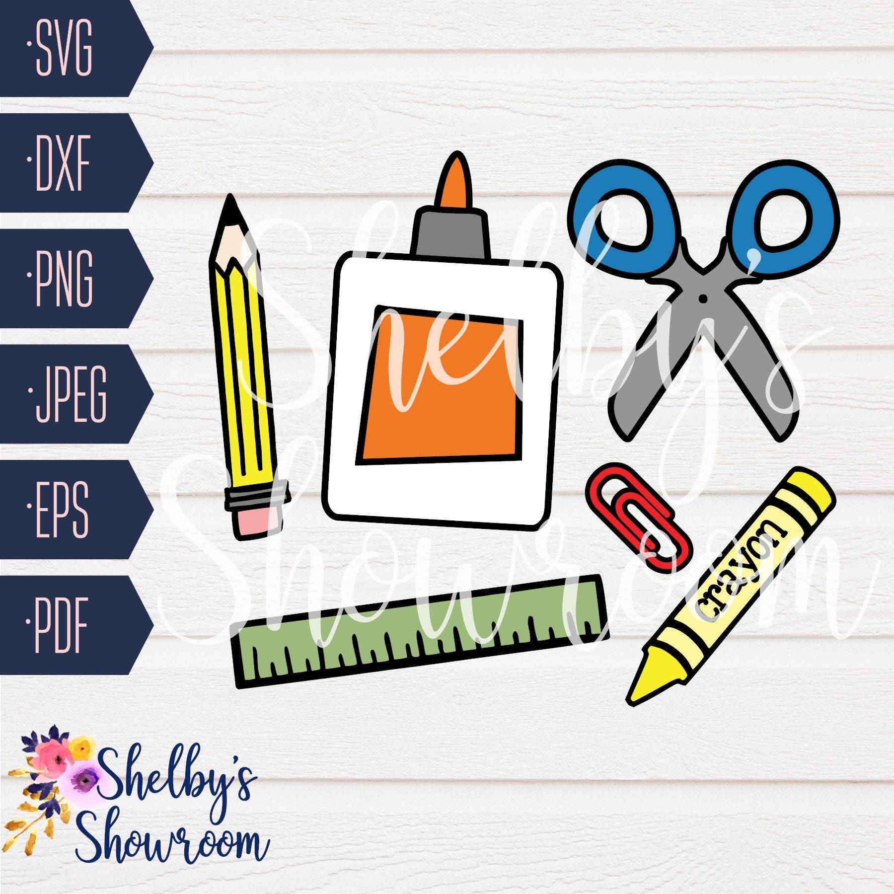 School Supplies SVG School Png Teacher Cut Files Crayon | Etsy