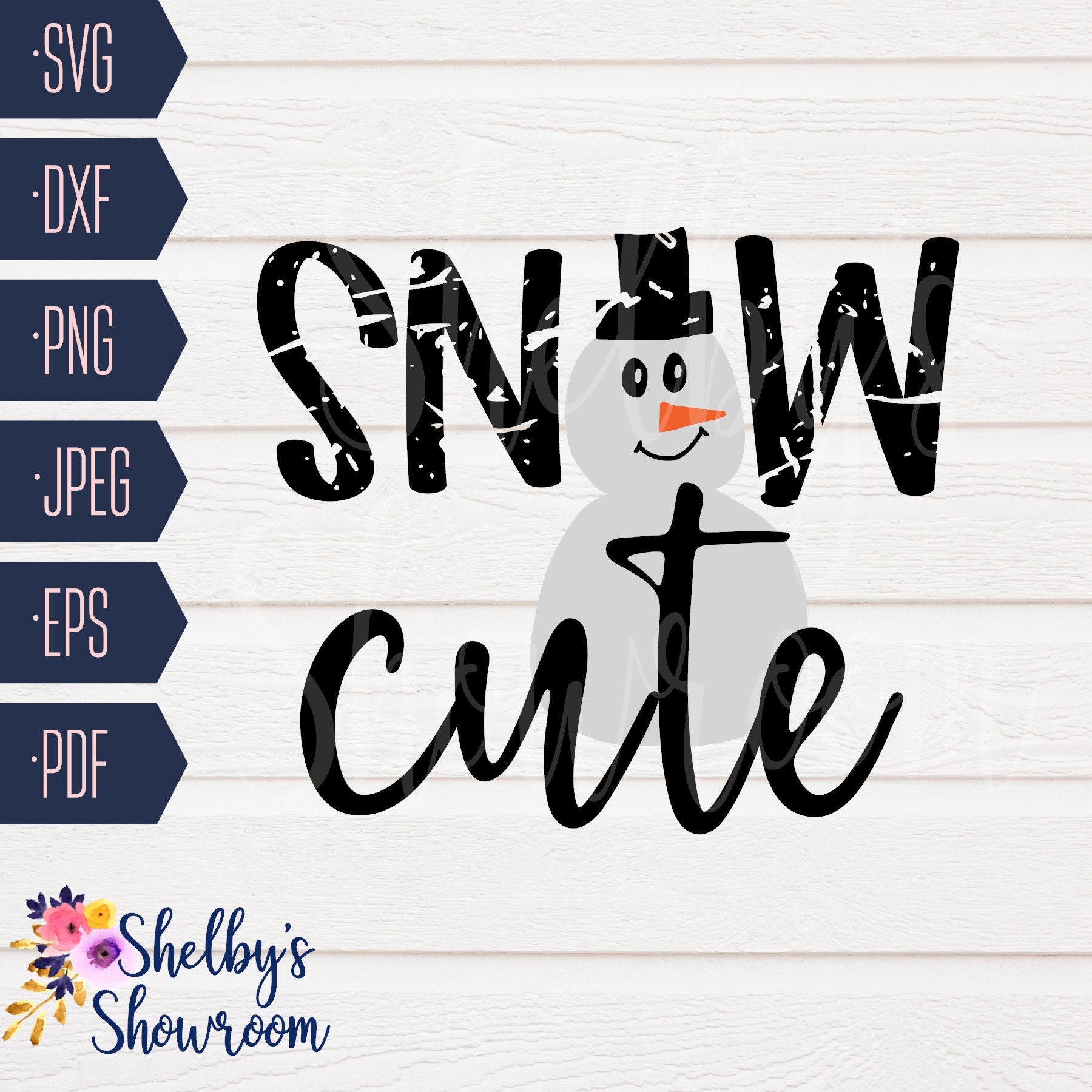Snow Cute SVG, Cute Snowman Cut File, Distressed Christmas, Distressed ...