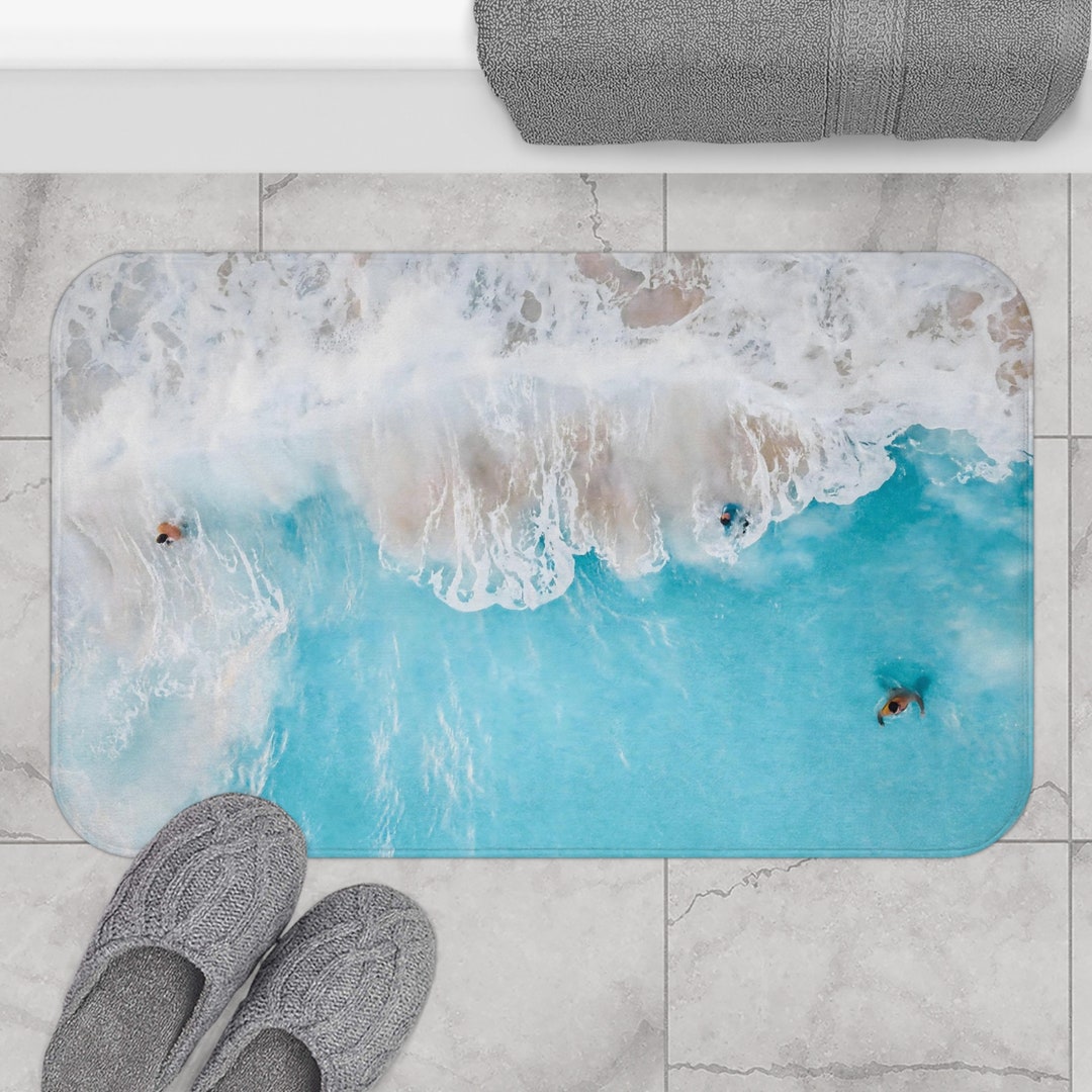 Surfing Beach Bath Mat Hawaiian Beach House Bathroom Decor Housewarming ...
