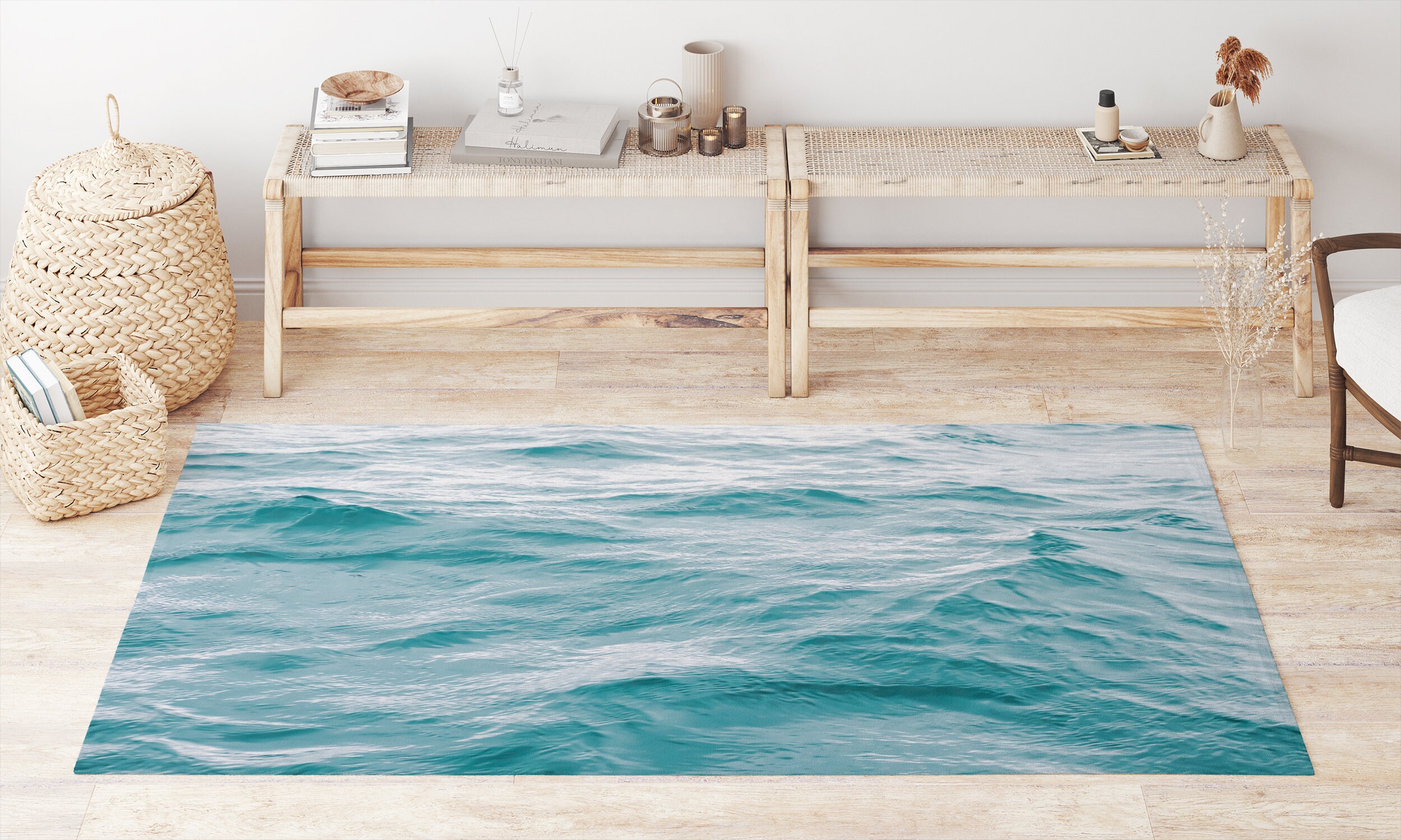 Coastal Rug Water Texture Rugs for Living Room Housewarming Gift for ...