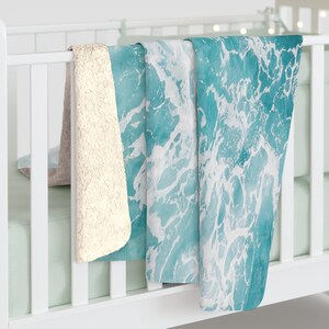 Coastal Blanket Ocean Water Texture Sherpa Fleece Blanket Aqua Beach ...