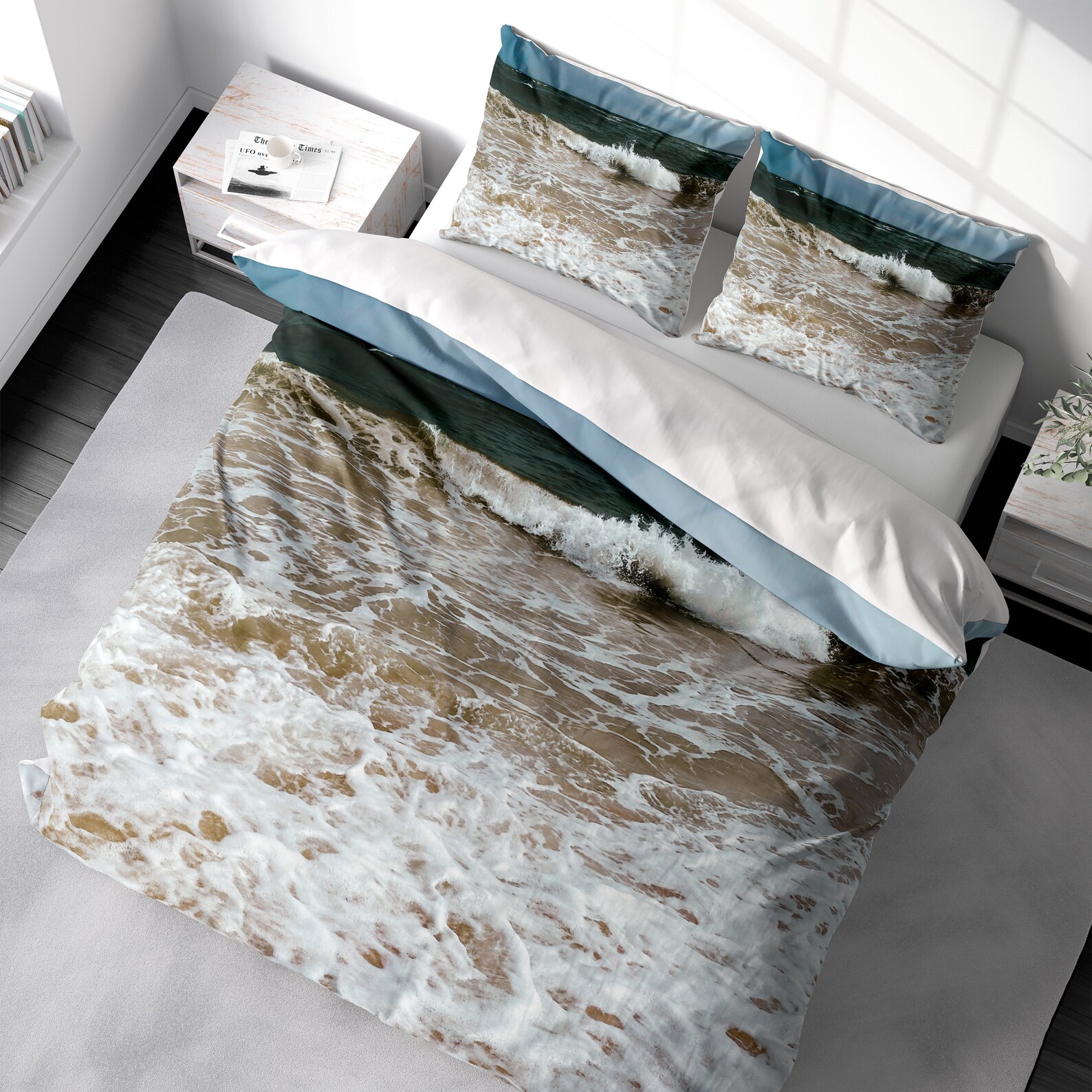 Coastal Beach Duvet Cover Set Ocean Landscape Seascape Bedding, Ocean ...
