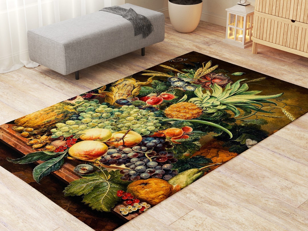 Cottagecore Rug Painterly Fruit Oil Painting Rug Farmhouse Rustic ...