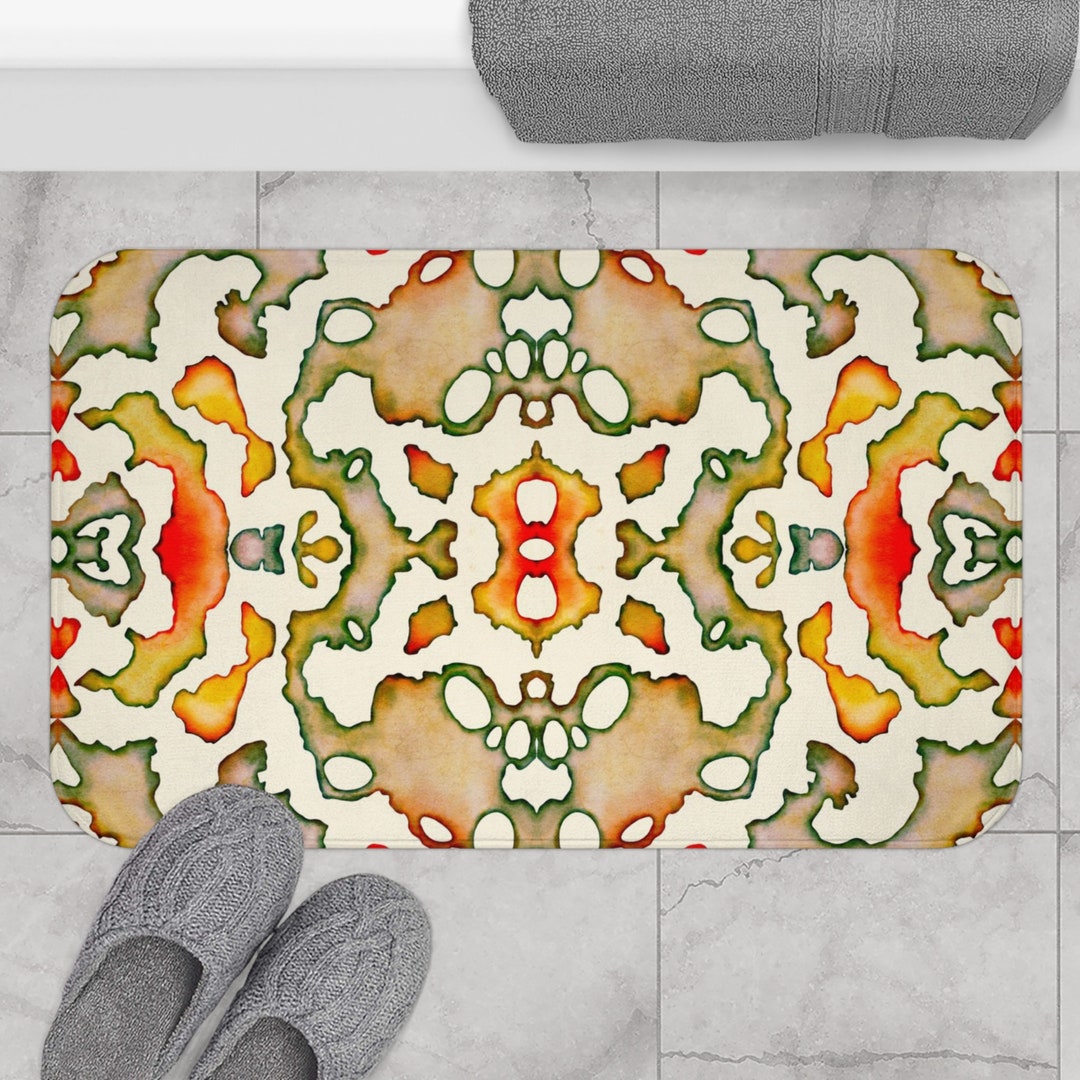 Fall Autumn Bath Mat Farmhouse Symmetrical Abstract Mirrored - Etsy