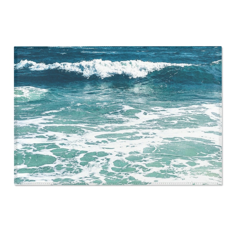 Aqua Blue Beach Rugs Ocean Living Room Bedroom Rug. Ocean Wave ...