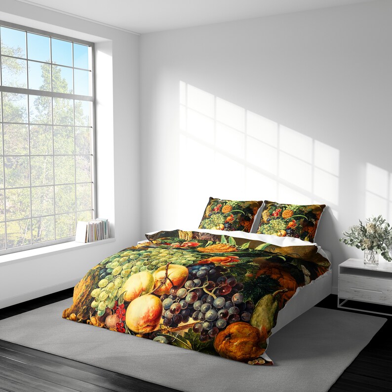 Cottagecore Painterly Fruit Duvet Cover Farmhouse Luxury Bedding Set ...