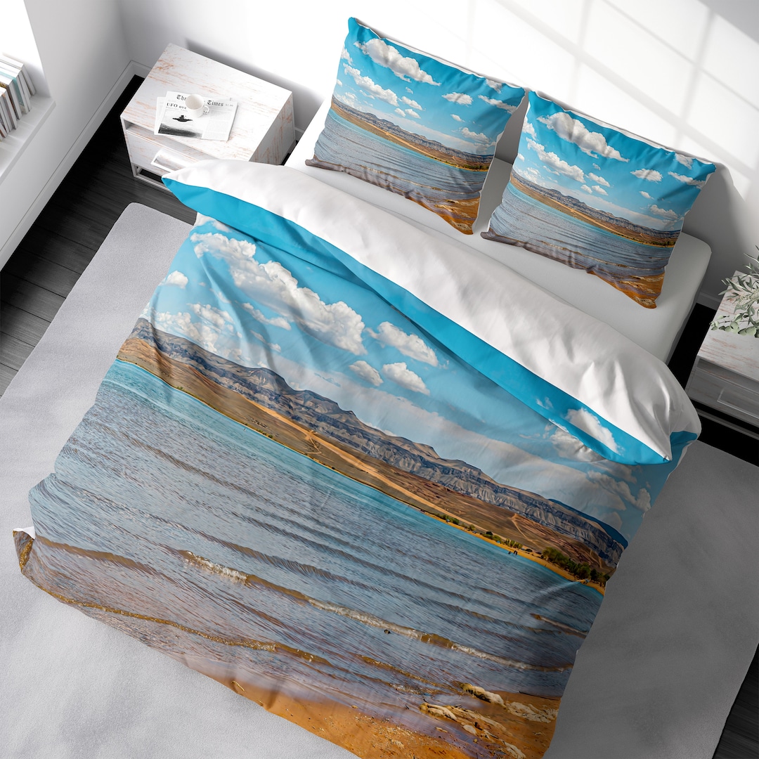Coastal Beach Duvet Cover Set, Ocean Landscape Seascape Bedding, Ocean ...