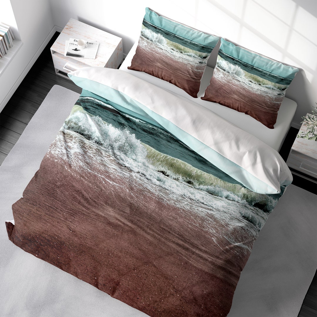 Coastal Beach Duvet Cover Set Ocean Landscape Seascape Bedding, Ocean ...