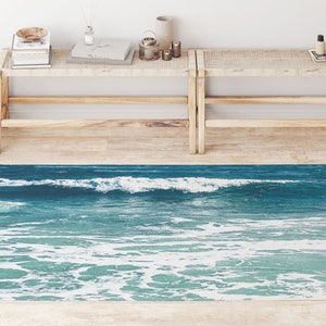 Aqua Blue Beach Rugs Ocean Living Room Bedroom Rug. Ocean Wave ...