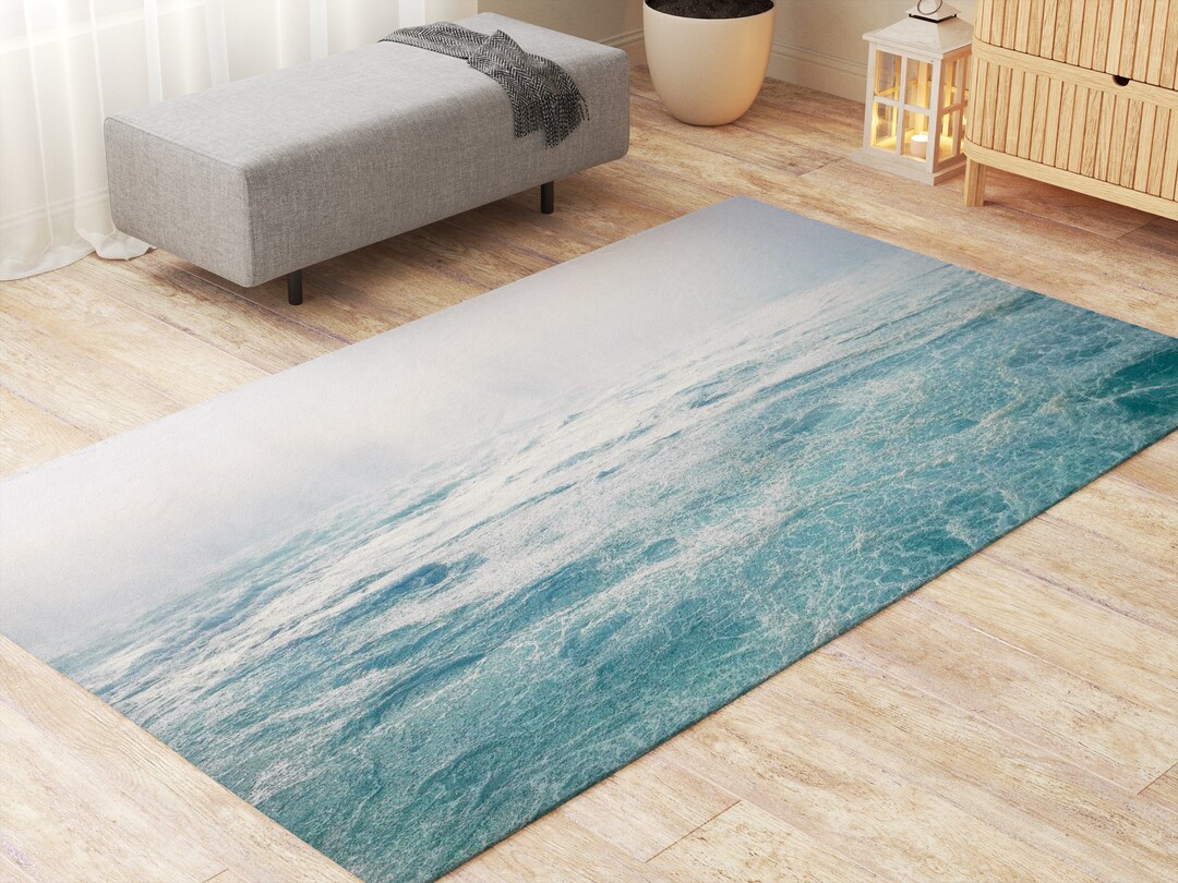 Coastal Beach Rugs for Living Room Housewarming Gift for Surfer Ocean ...