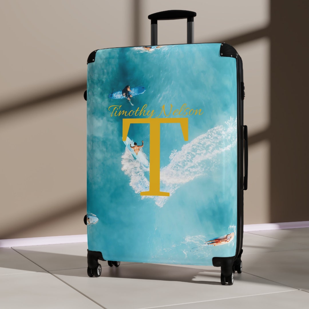 Personalized Suitcase Surfing Beach Gift Luggage With Custom Initial ...