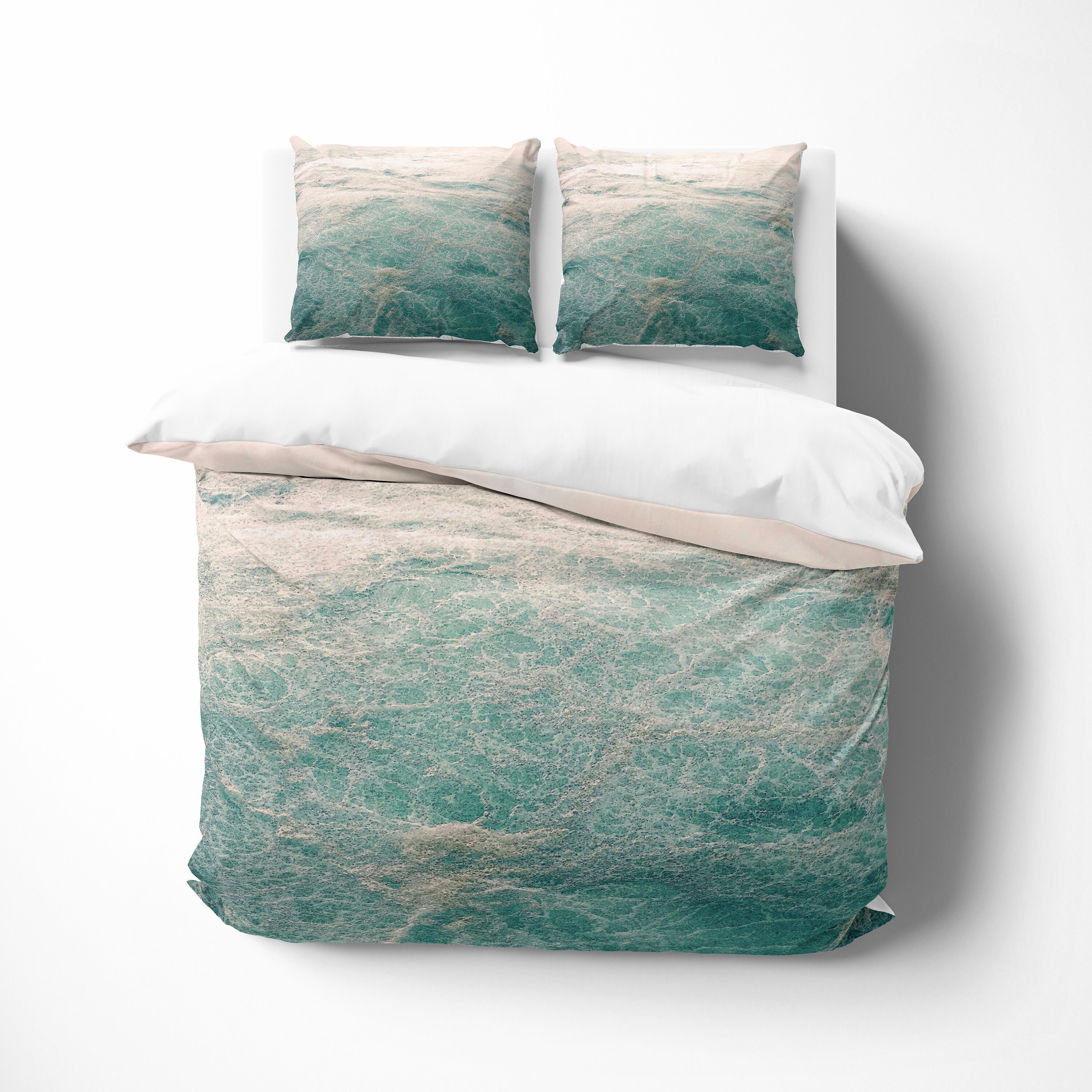 Ocean Beach Duvet Cover Set Ocean | Sea Foam | Coastal Bedding. Luxury ...