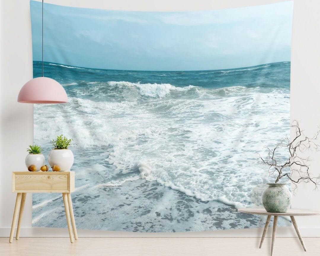 Coastal Beach Tapestry Ocean Landscape Seascape Indoor Wall - Etsy