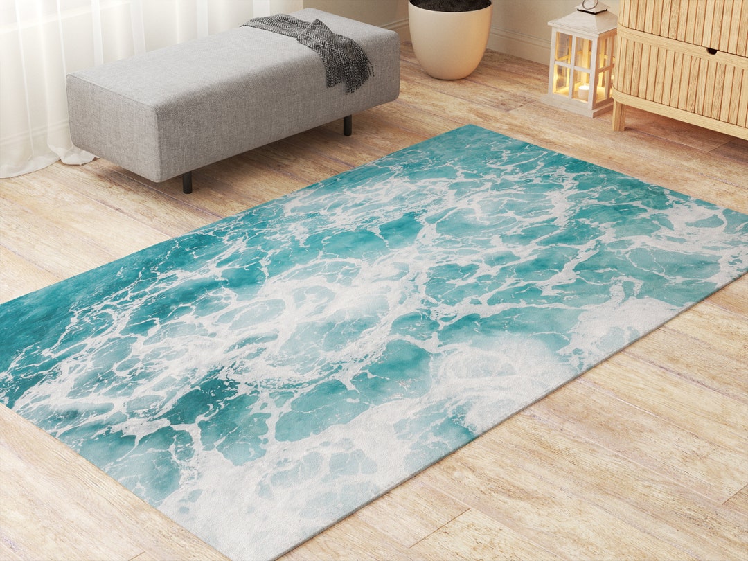 Coastal Rug Water Texture Rugs for Living Room Housewarming Gift for ...