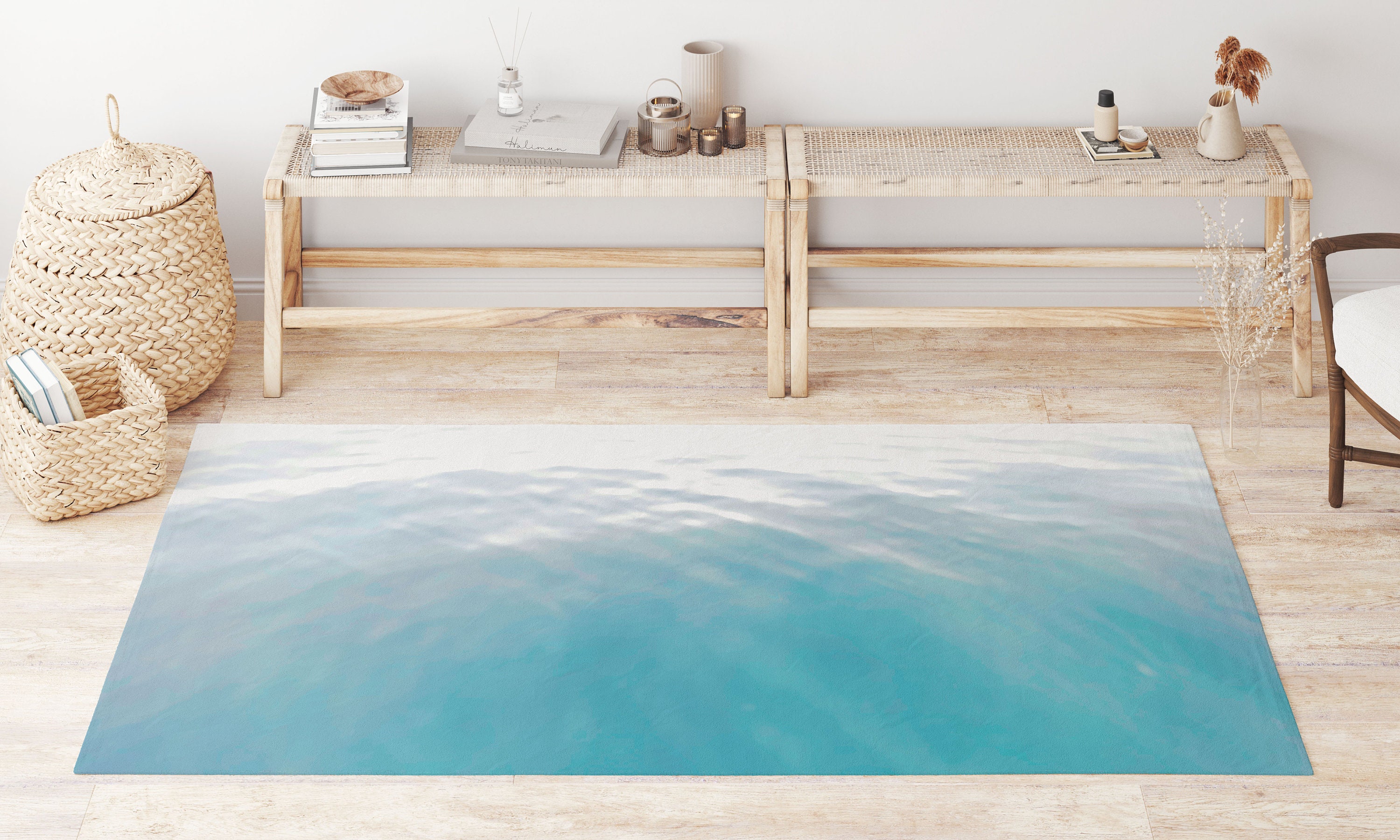 Coastal Beach Rug Gradient Blue Beach Rugs Ocean Living Room Bedroom ...