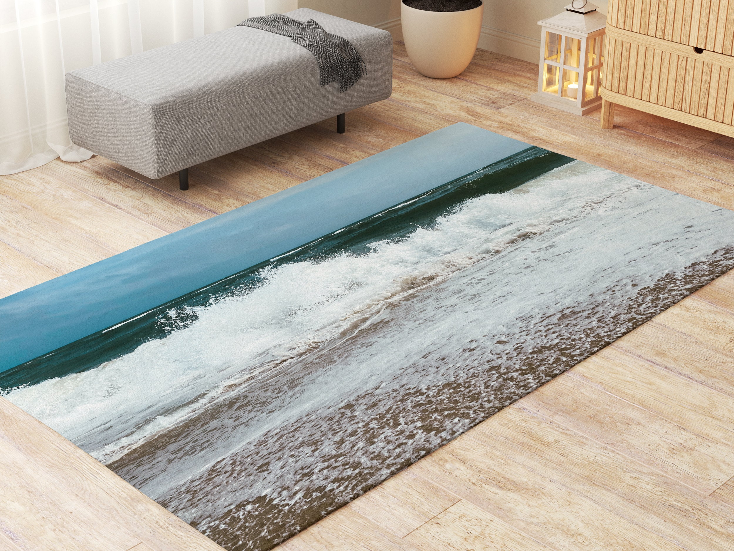 Coastal Beach Rugs for Living Room Housewarming Gift for Surfer Ocean ...