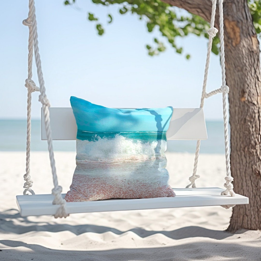 Pastal Pink Beach Coastal Accent Pillow Beach House Decorative Throw ...