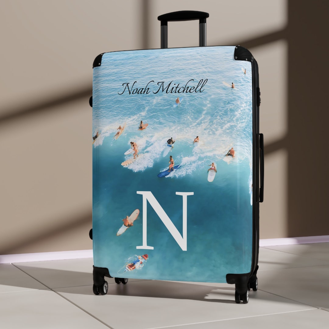 Personalized Suitcase Surfing Beach Gift Luggage With Custom Initial ...