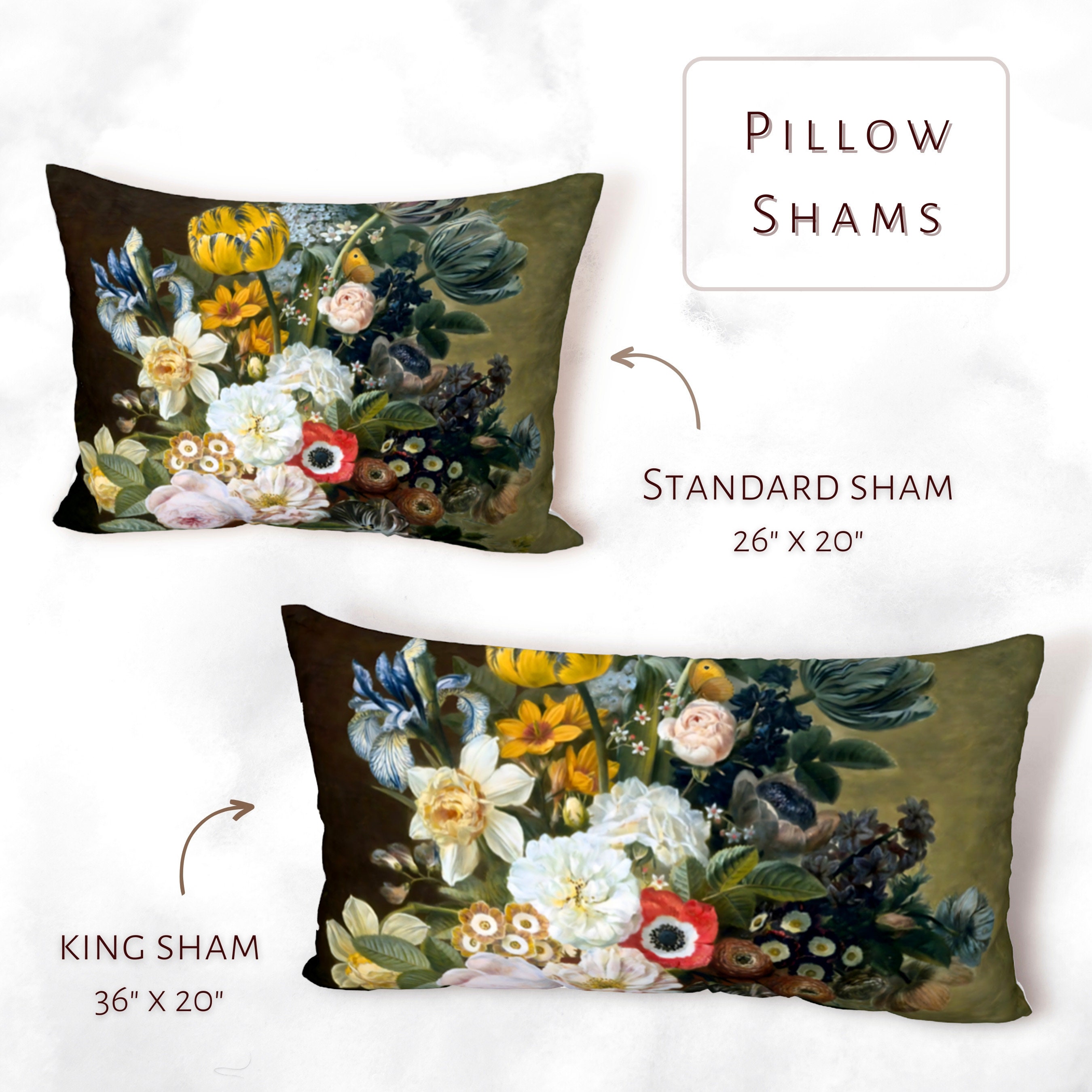 Painterly Dark Flower Duvet Cover Cottagecore Farmhouse Luxury Bedding ...
