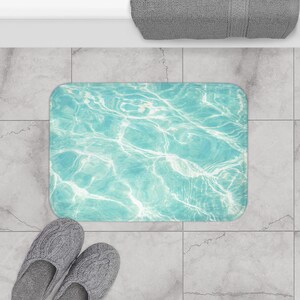 Coastal Bath Mat Water Texture Housewarming Gift for Surfers Aqua Ocean ...