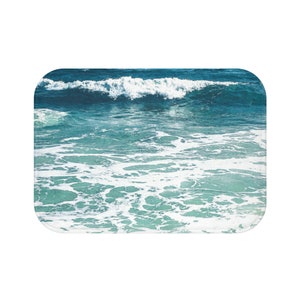 Beach Bath Mat Aqua Ocean Non-slip Memory Foam Coastal Bath Mat for ...