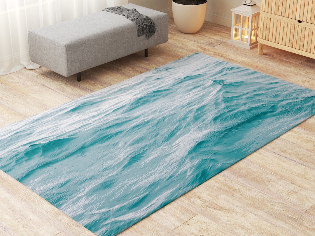 Coastal Rug Water Texture Rugs for Living Room Housewarming Gift for ...