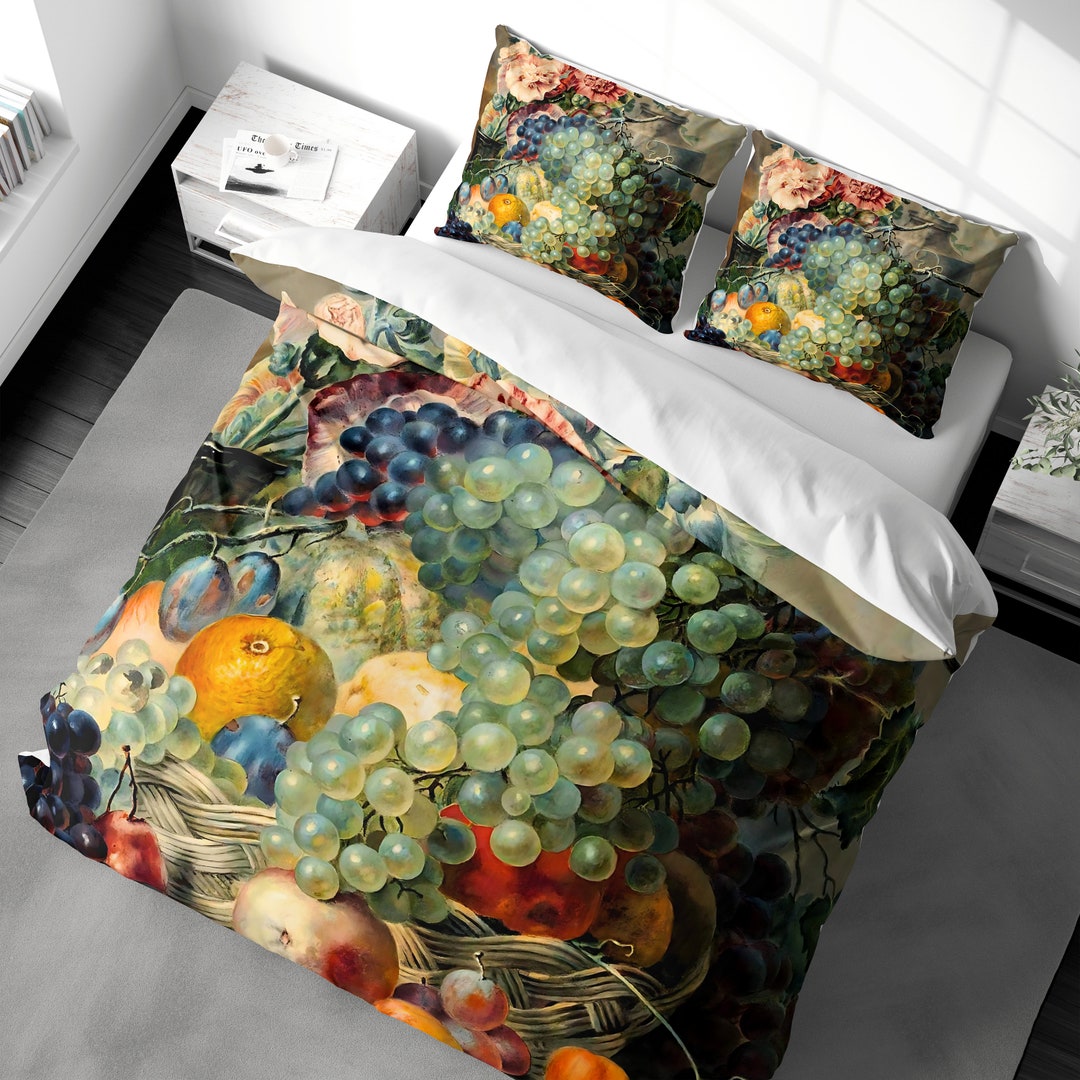 Cottagecore Painterly Fruit Duvet Cover Farmhouse Luxury Bedding Set ...