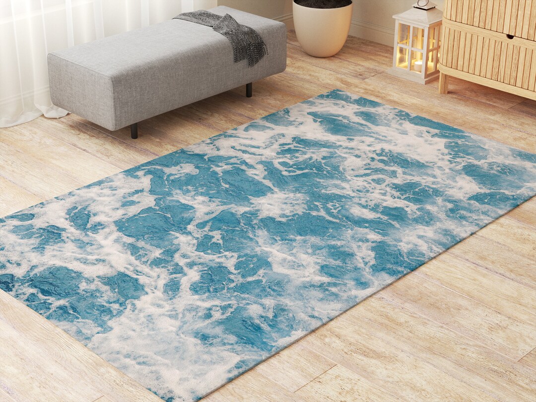 Coastal Rug Water Texture Rugs for Living Room Housewarming Gift for ...