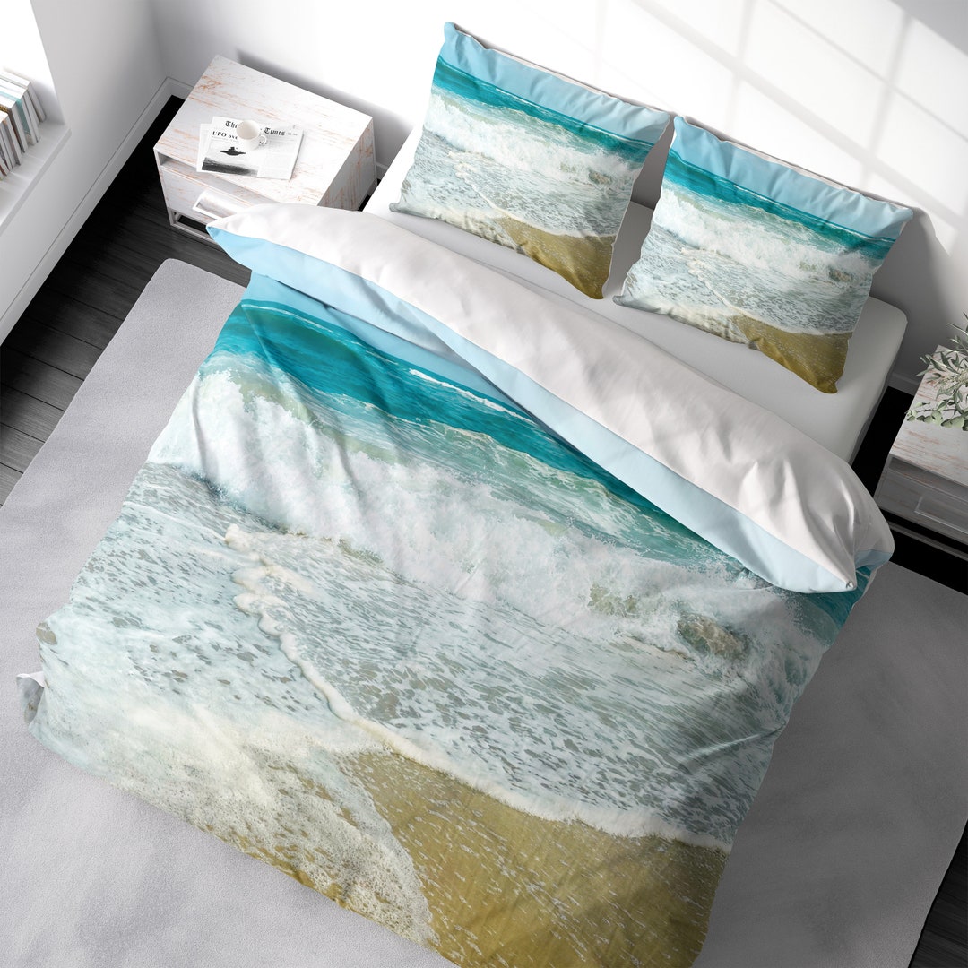 Coastal Beach Duvet Cover Set Ocean Landscape Seascape Bedding, Ocean ...