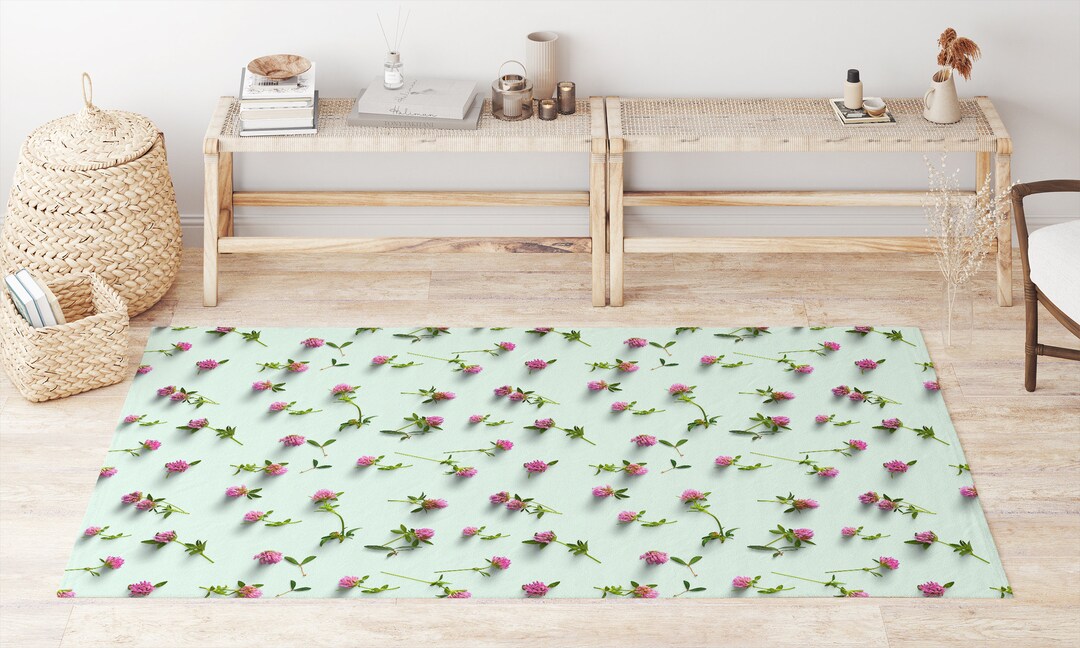 Floral Rug Realistic Spring Wildflower Rugs Pink Floral Living Room ...