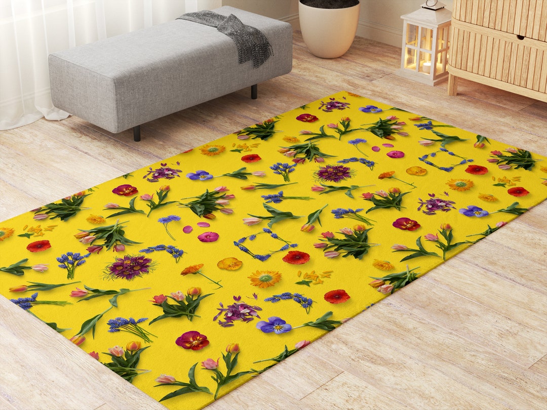 Tropical Floral Rug Realistic Flowers Rugs 3D Floral Living - Etsy