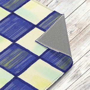 Retro Checkered Rugs Royal Blue Living Room Bedroom Rug. Retro 70's ...