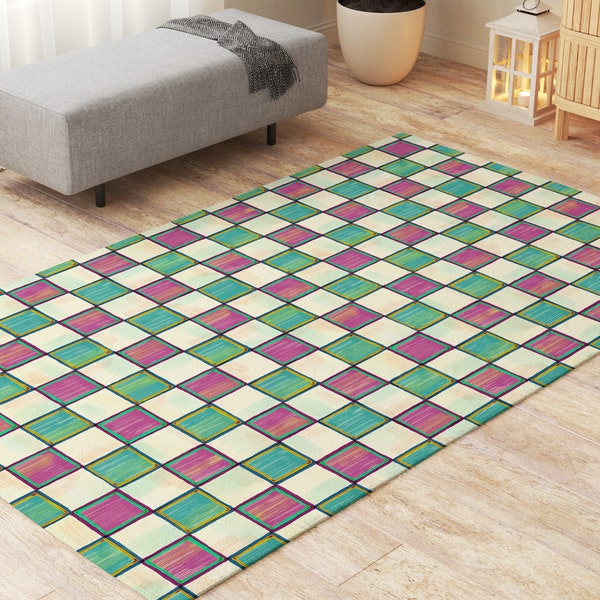 Checkered Rug - Etsy