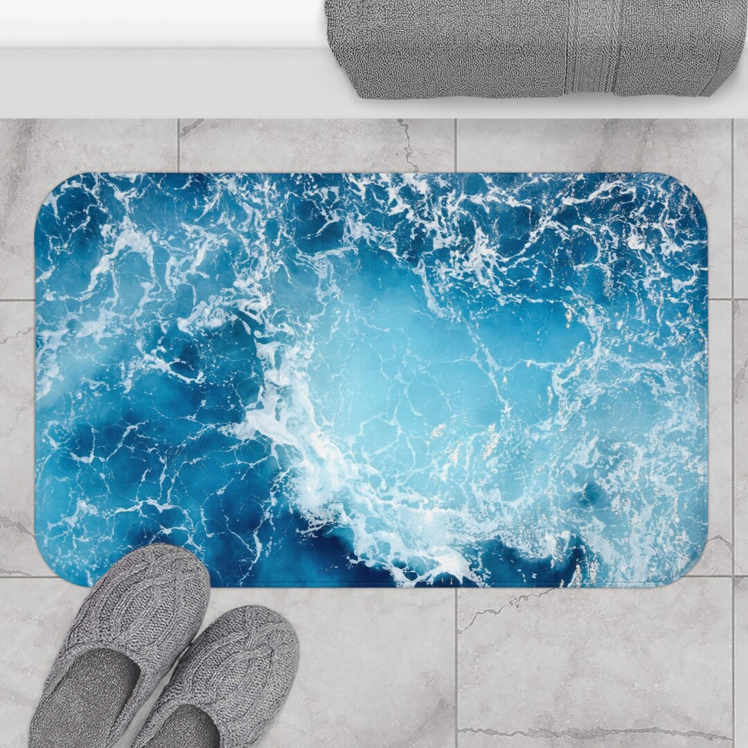 Nautical Bath Mat Water Texture Housewarming Gift for Surfers Aqua ...