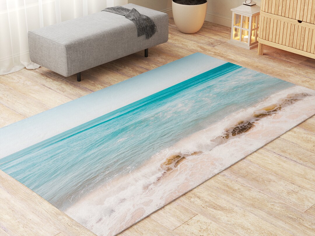 Coastal Beach Rugs for Living Room Housewarming Gift for Surfer Ocean ...
