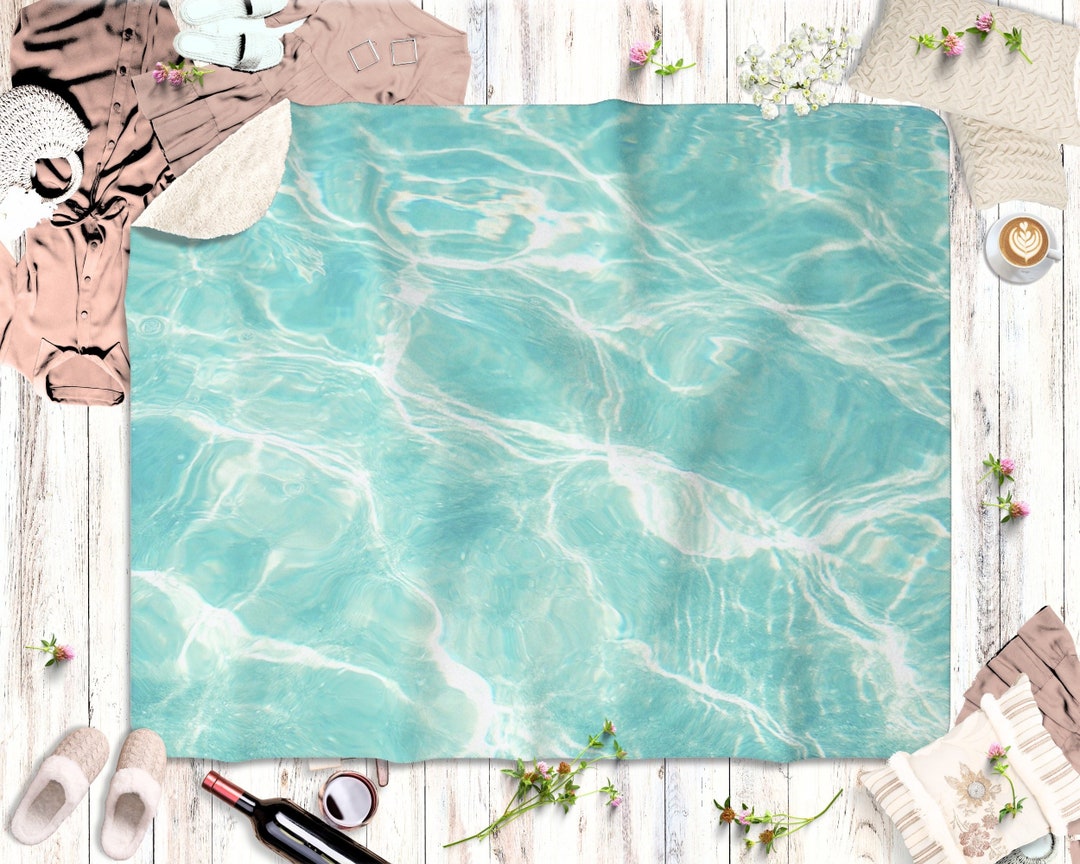 Coastal Blanket Ocean Water Texture Sherpa Fleece Blanket Aqua Beach ...