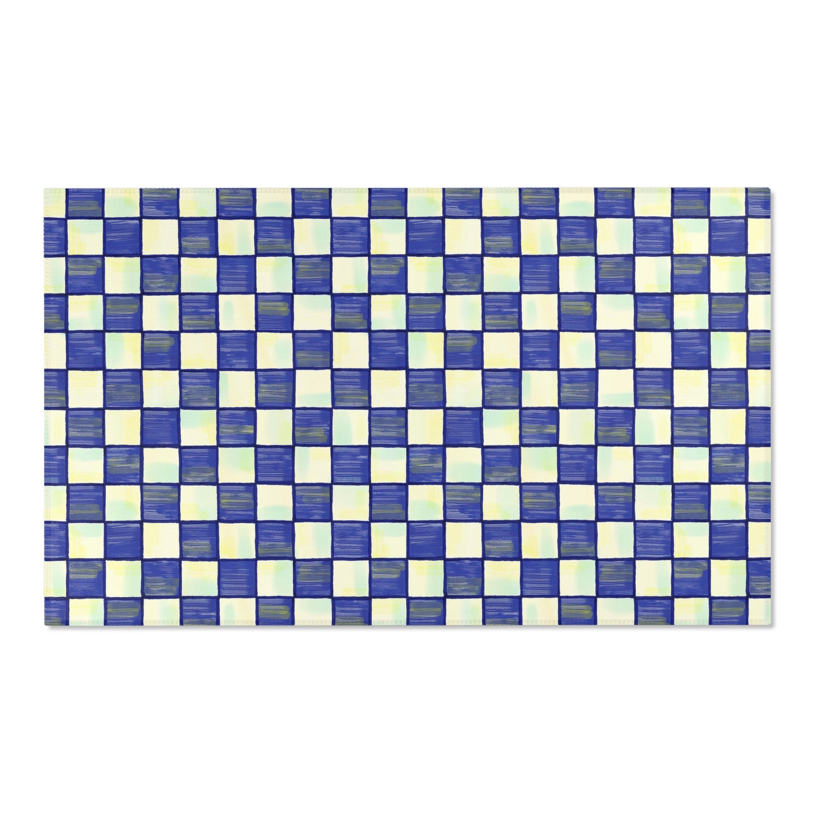 Retro Checkered Rugs Royal Blue Living Room Bedroom Rug. Retro 70's ...