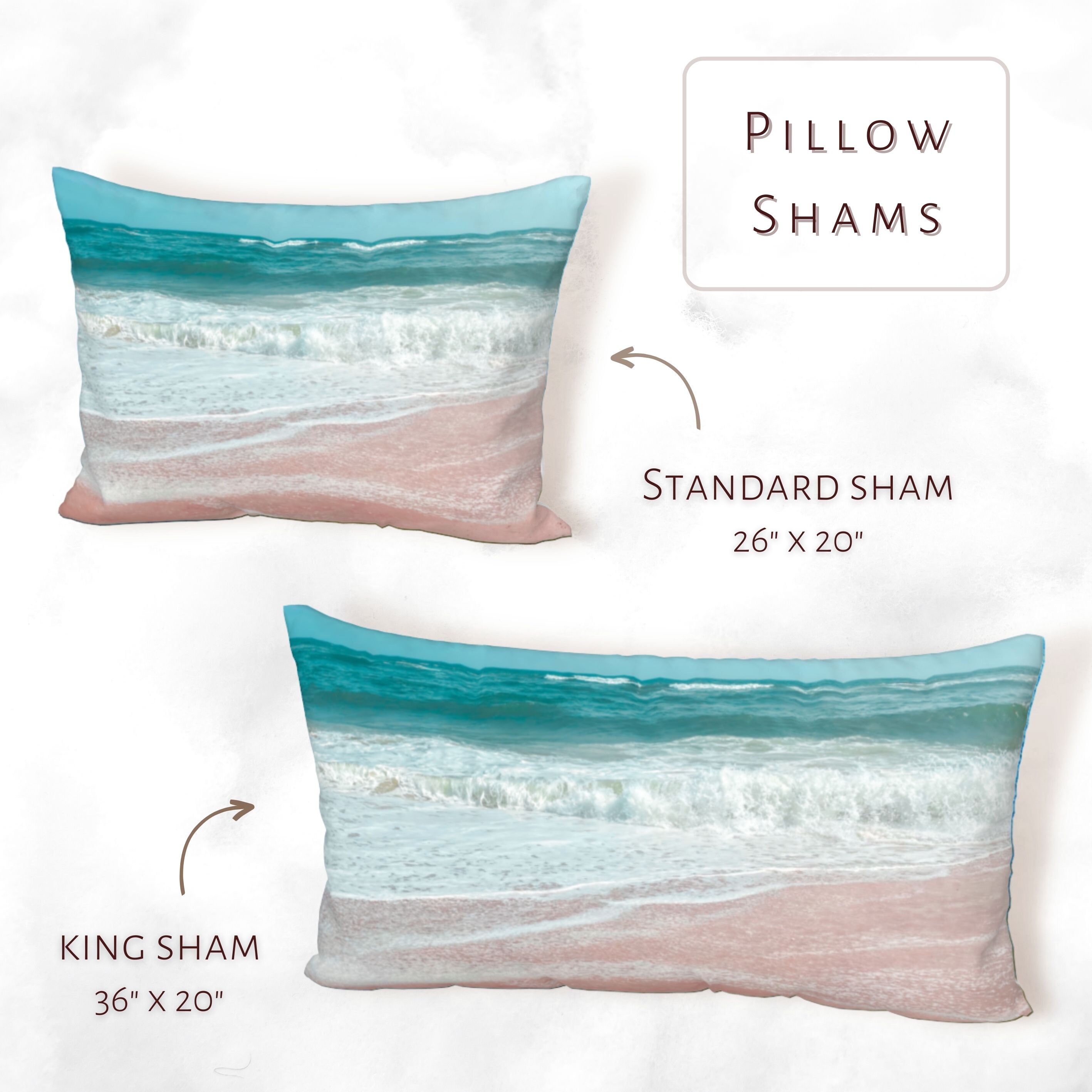 Pink Beach Duvet Cover Set Pastel Beach Sea Foam Bedding Summer ...