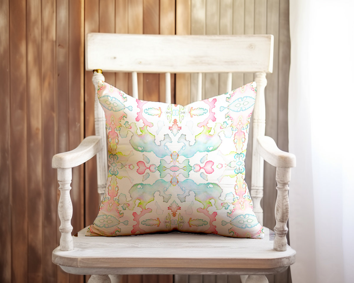 Pastel Accent Pillow Light Symmetrical Abstract Watercolor Decorative ...