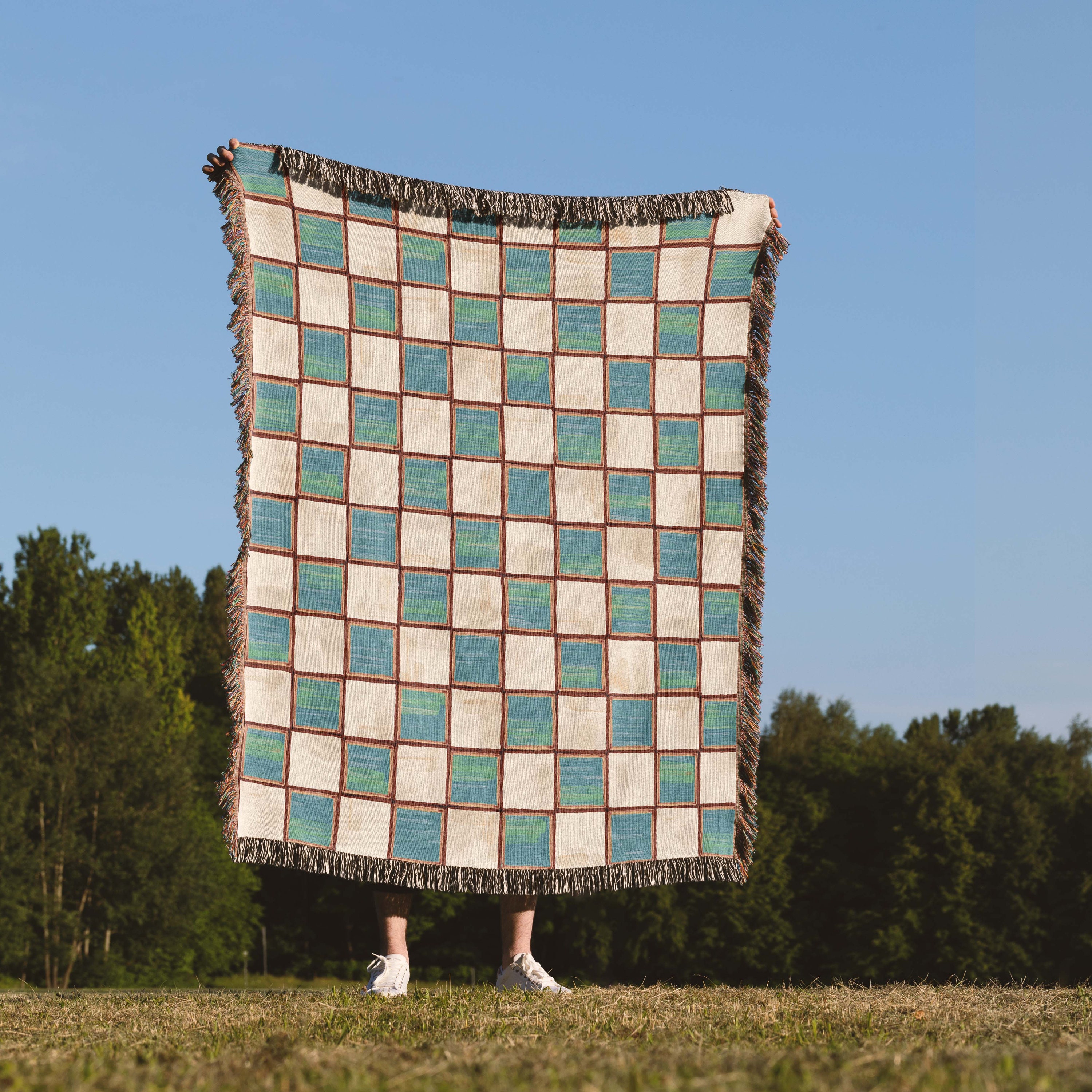 Checkered Woven Blanket Retro Farmhouse 100% Cotton Fringes - Etsy