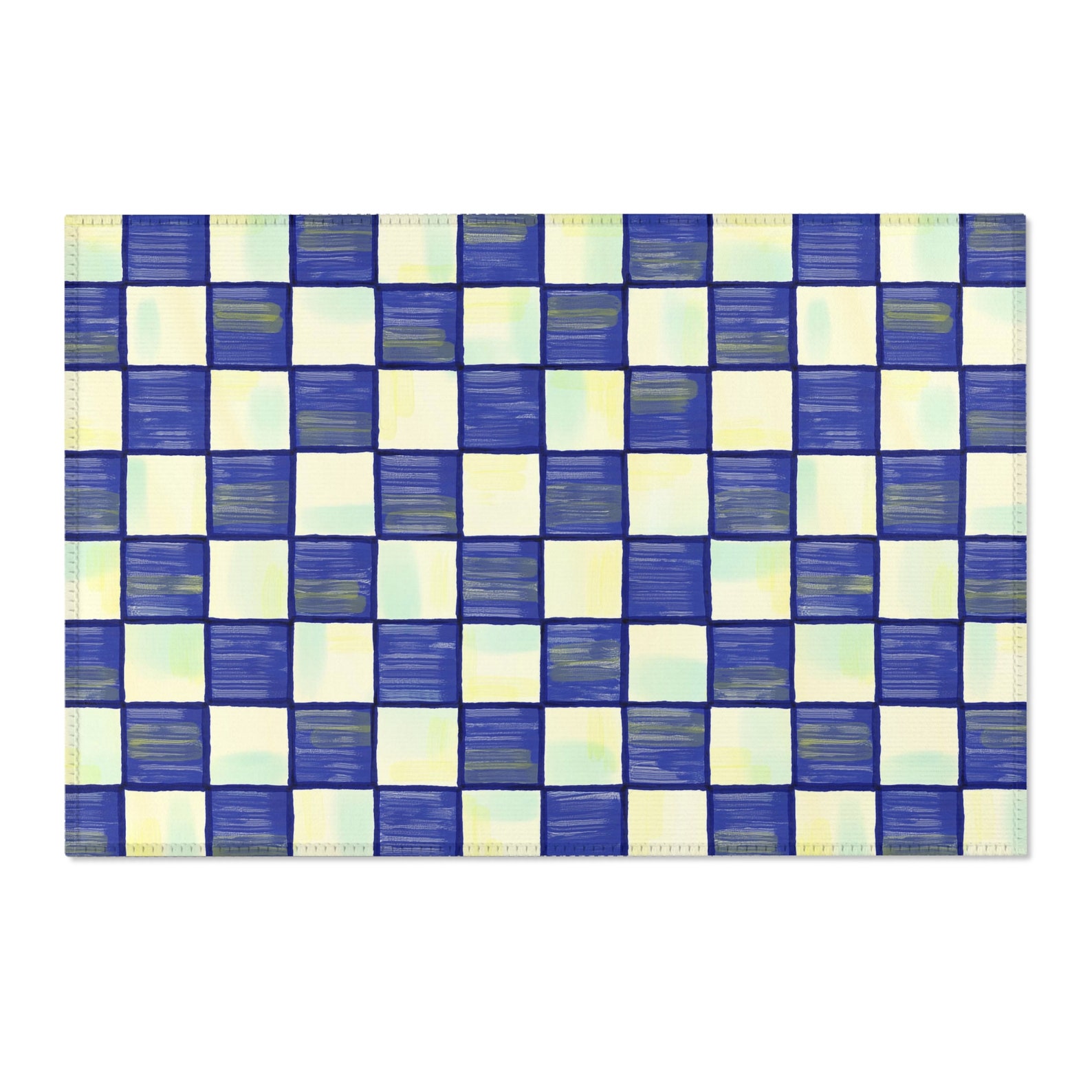Retro Checkered Rugs Royal Blue Living Room Bedroom Rug. Retro 70's ...